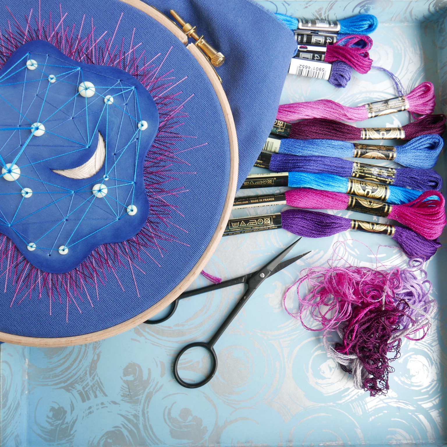 Modern Embroidery Workshop in Poland hosted by Nibyniebo